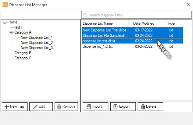 Importing and Exporting Dispense List File